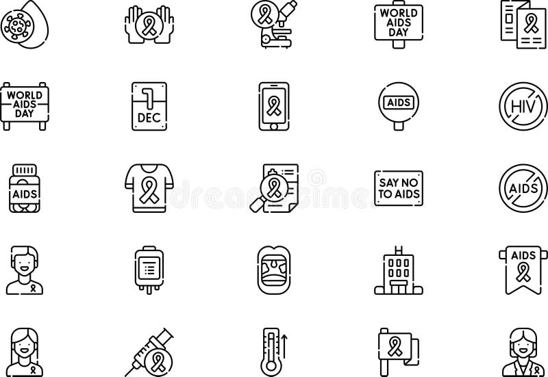 World Aids Day Icons Collection is a Vector Illustration with Editable ...