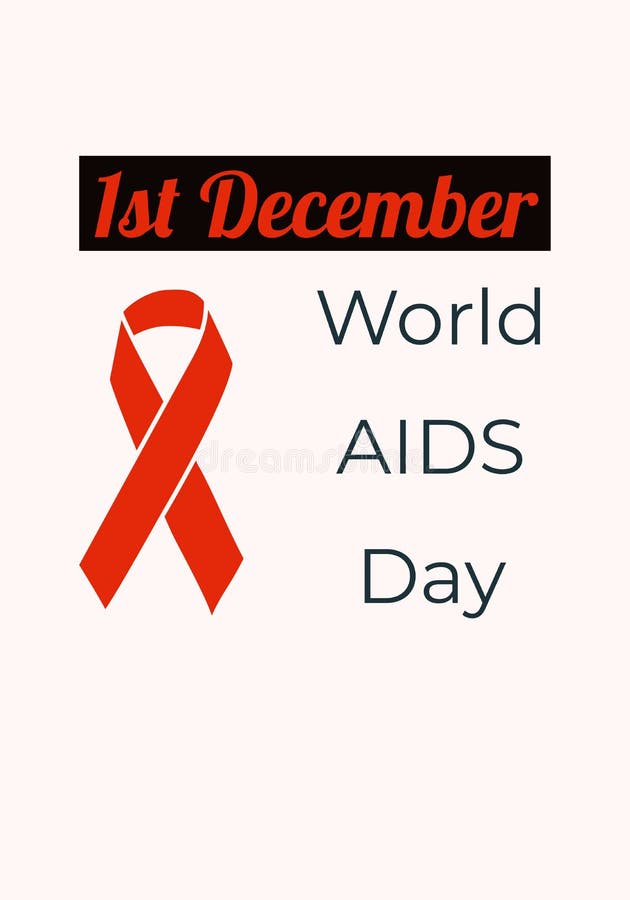 World AIDS Day Text on Abstract Background with Red Ribbon Pattern ...