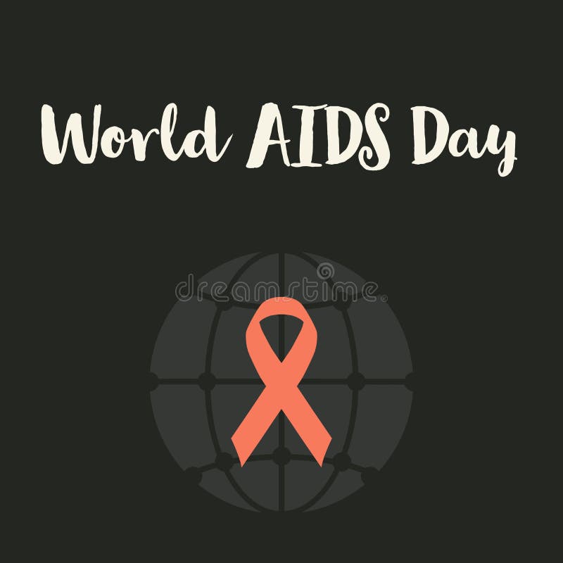 World AIDS Day Text on Abstract Background with Red Ribbon Pattern ...