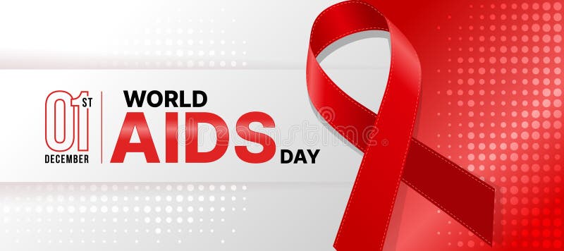 World Aids Day - Red Ribbon Sign on World Map Texture in Red Line Heart ...