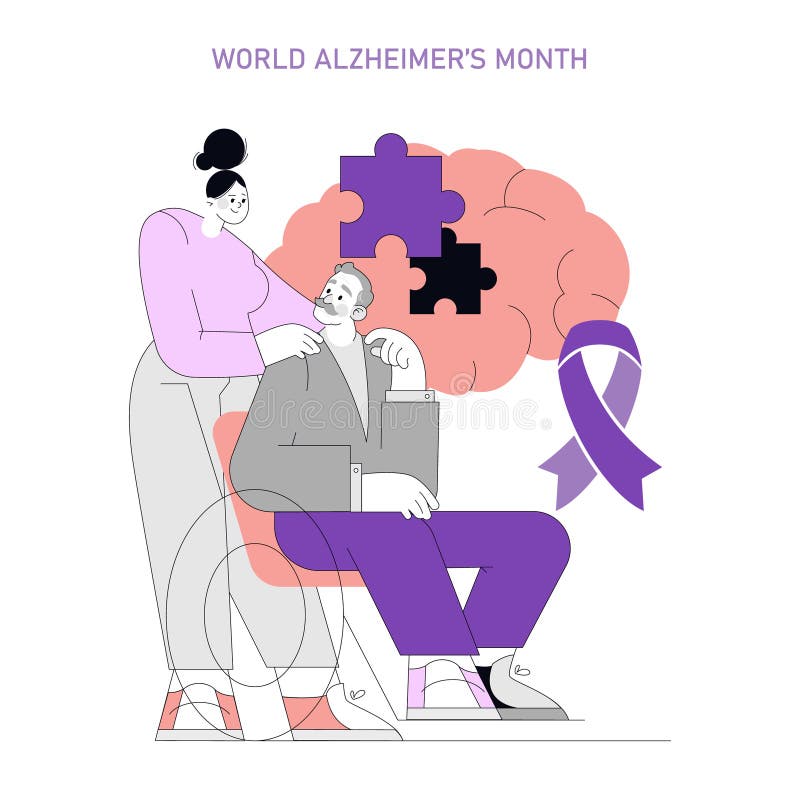 World Alzheimers Month Flat Vector Stock Illustration Illustration