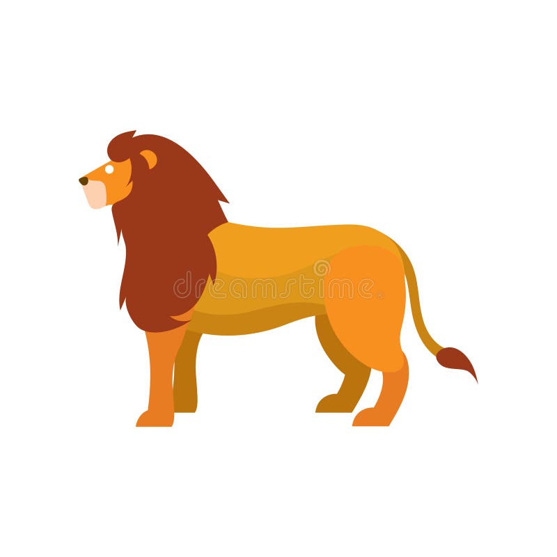 Simple Flat Lion Vector Illustration Stock Vector - Illustration of ...