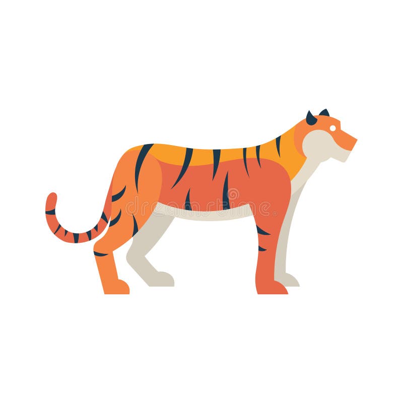 Simple Flat Tiger Vector Illustration Stock Vector - Illustration of ...