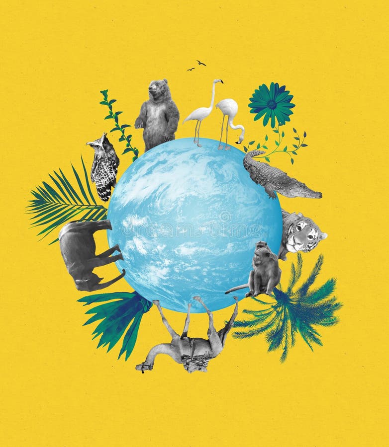 World Animals Day Concept - Collage or Art Design Stock Illustration ...