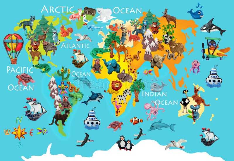 World Animals Plasticine Colorful Kids 3d Map Stock Illustration ... World Animals Plasticine Colorful Kids 3d Map Stock Illustration ...