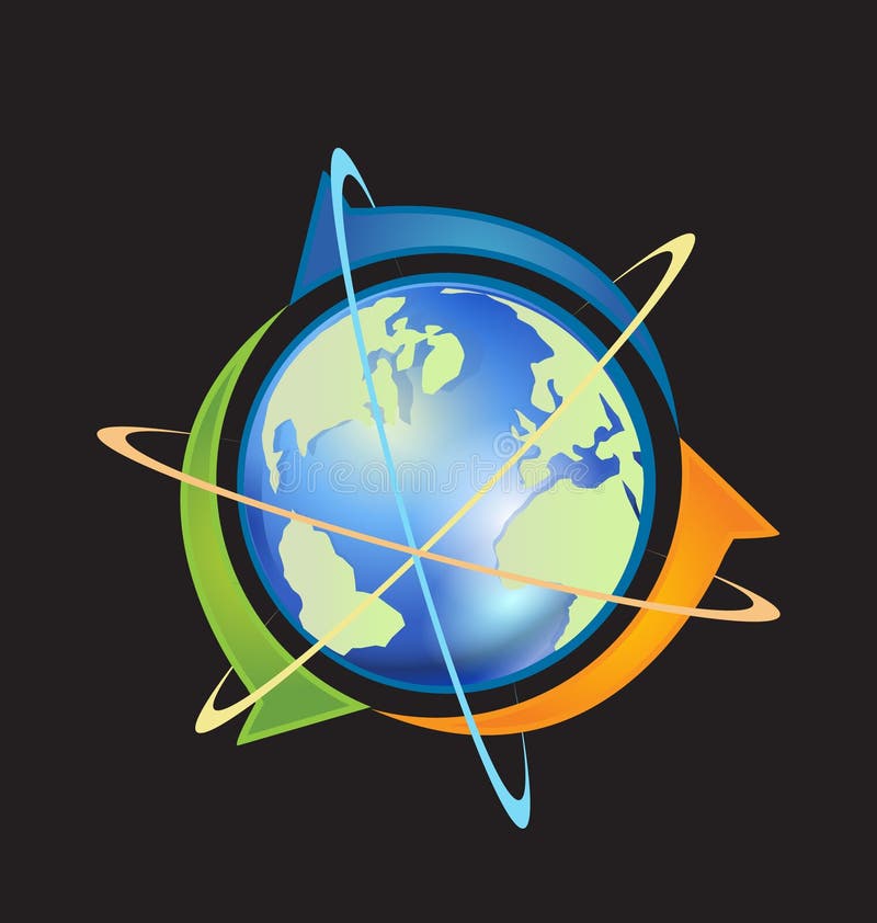 Arrows Around World Globe Stock Illustrations – 695 Arrows Around World ...
