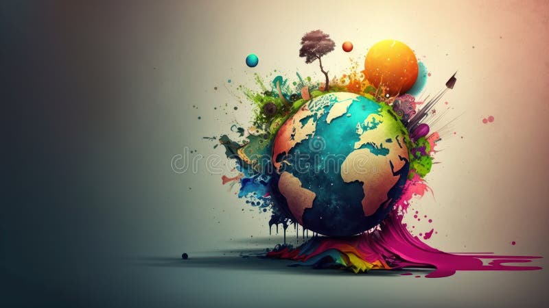 World Art Day Graphic Illustration Background with Copy Space Stock ...