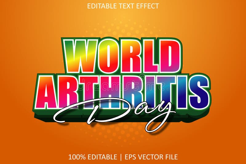 World Arthritis Day with Modern Style Editable Text Effect Stock Vector ...