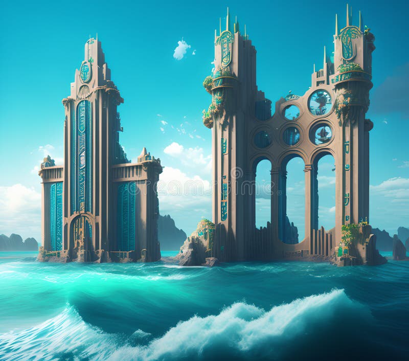 World of Atlantis, Generative AI Illustration Stock Illustration ...