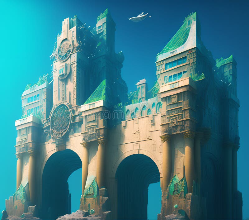 World of Atlantis, Generative AI Illustration Stock Illustration ...