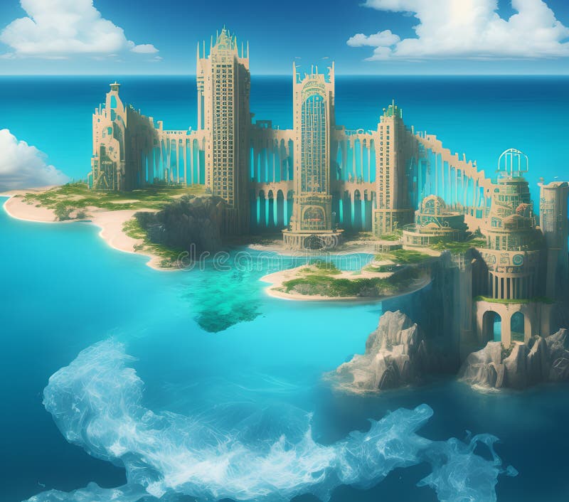 World of Atlantis, Generative AI Illustration Stock Illustration ...