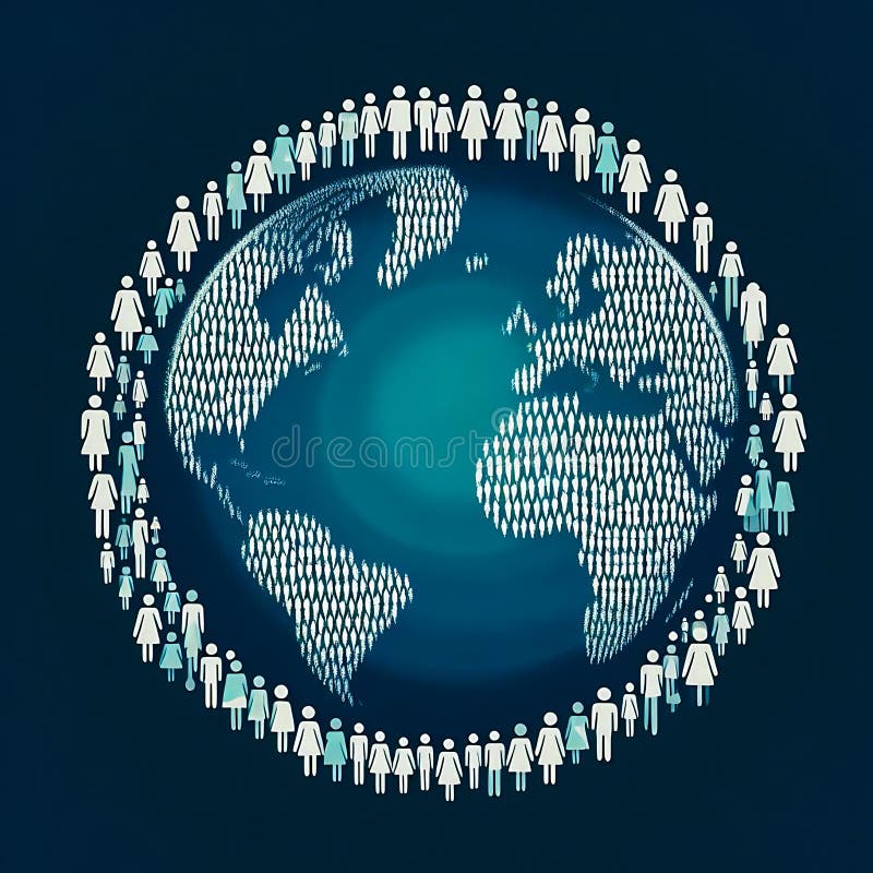 World Background with People, World Population Day Stock Illustration ...