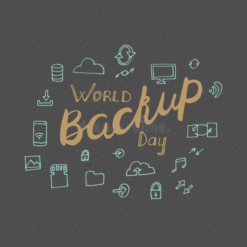 World Backup Day Poster, Hand Drawn Style Stock Illustration ...