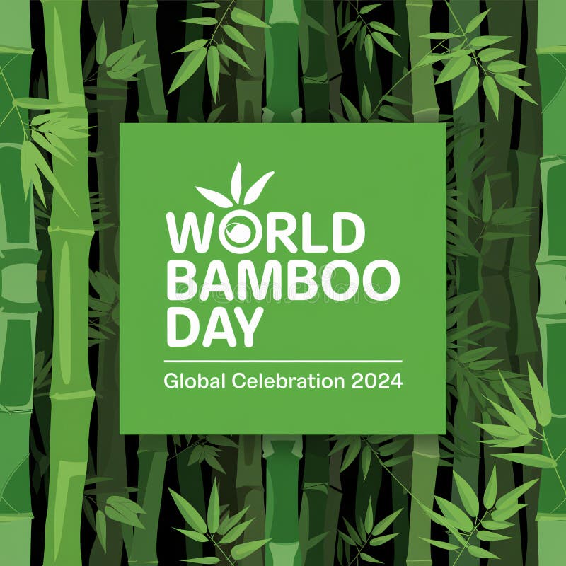 World Bamboo Day Background Banner Poster with Green Bamboo on ...
