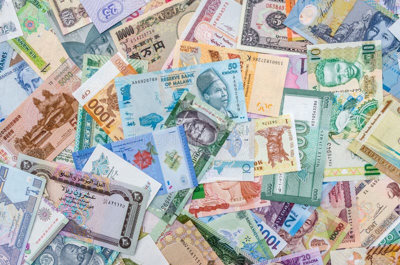 World Banknotes Collection Mixed on Table, Stock Photo - Image of ...