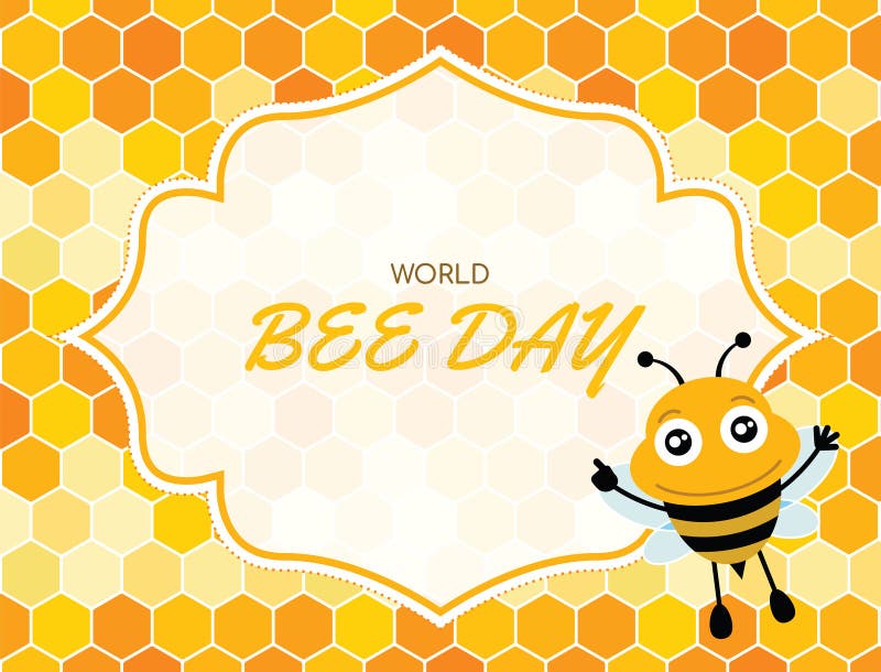 World Bee Day Card. Vector Illustration with Cute Cartoon Bee Character ...