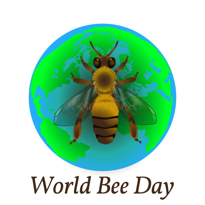 World Bee Day. Concept Ecological Event. Realistic Bee Drawing. Planet ...