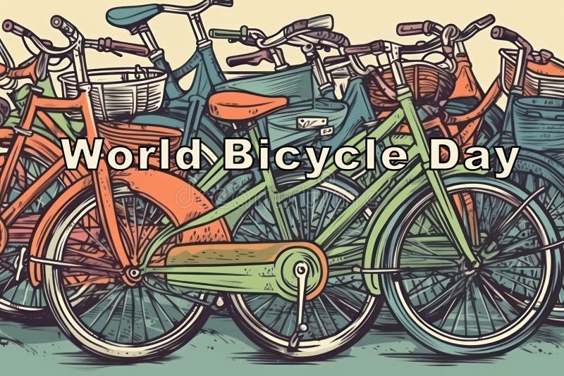 World Bicycle Day. Created Using Generative Al Tools Stock Illustration ...