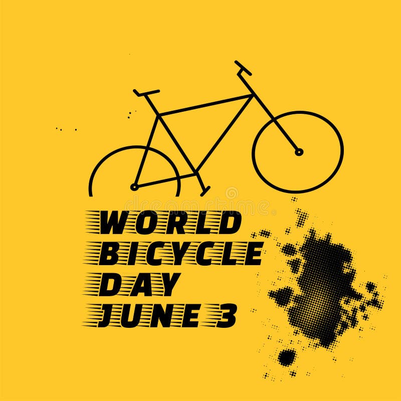 World Bicycle Day Icon with Dot Pattern in Yellow Background Stock ...
