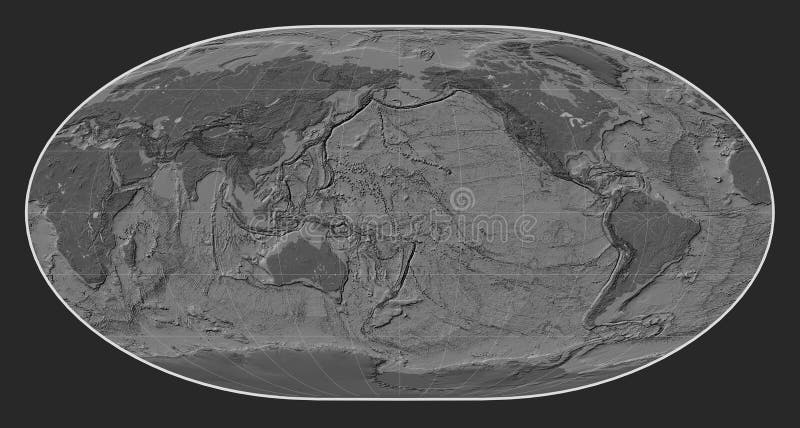 World Bilevel Map - 180 PM. Loximuthal Stock Illustration ...