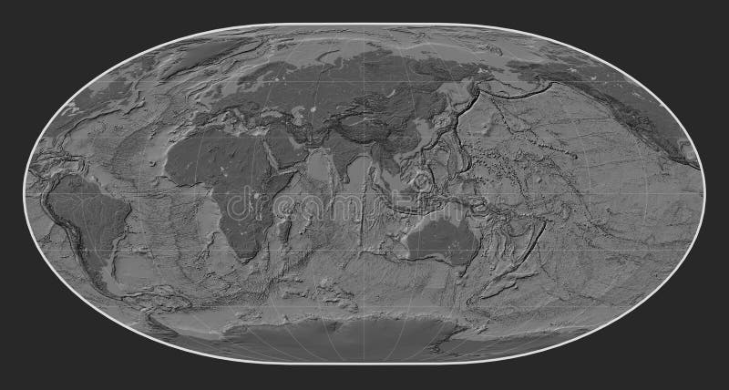 World Bilevel Map - 90 PM. Loximuthal Stock Illustration - Illustration ...