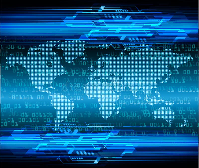 World Binary Circuit Board Future Technology, Blue Hud Cyber Security ...