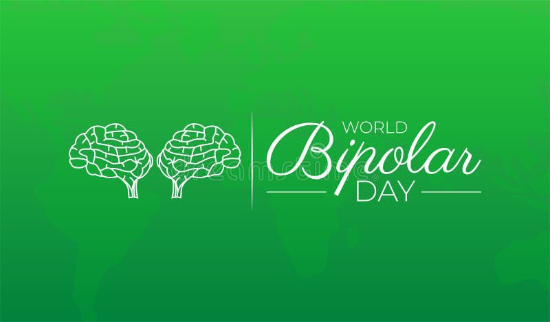 World Bipolar Day Background Illustration Banner with Brains Stock ...
