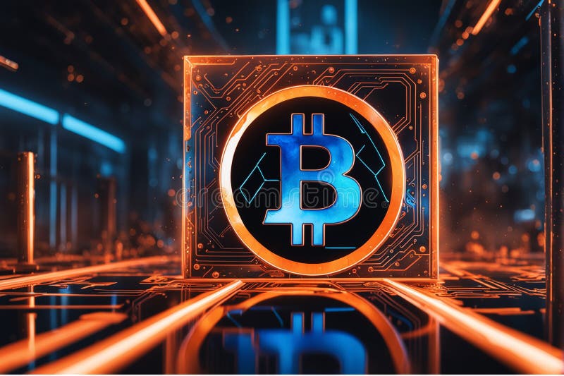 The World of Bitcoin Illuminated by Neon Lights, 3d Illustration Stock ...