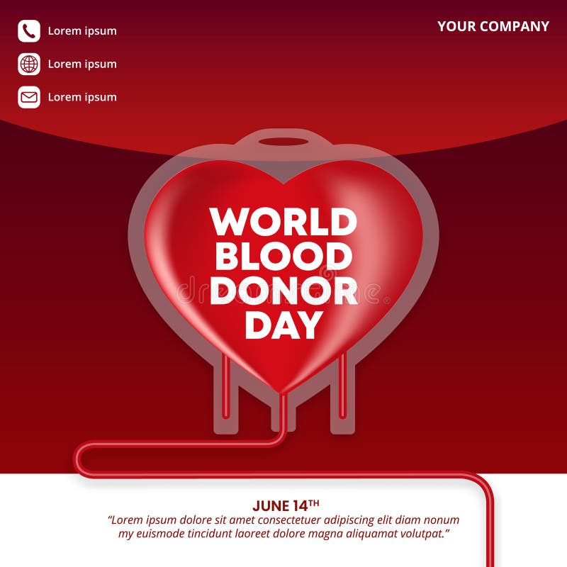 World Blood Donor Day Design with a Love Blood Bag Stock Vector ...