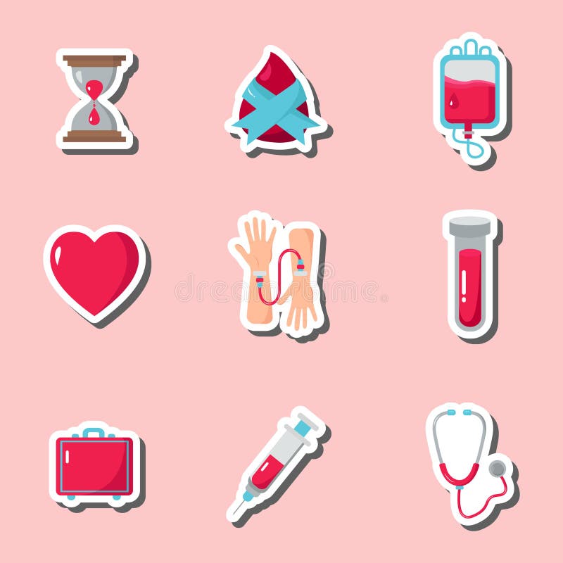 World Blood Donor Day Sticker Set Collection Design Stock Vector ...