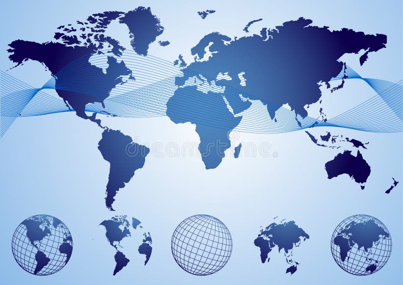 Globe on blue World map stock vector. Illustration of land - 13462289