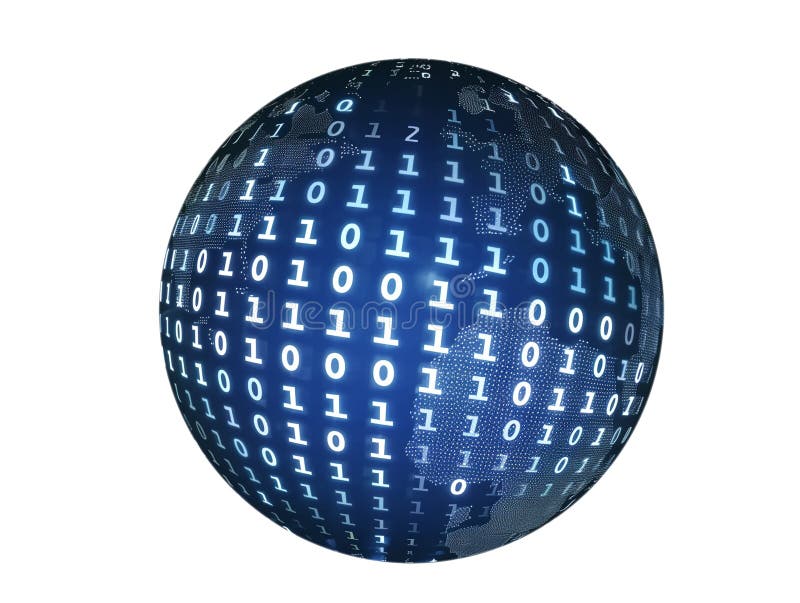 The World in Blue with a Binary Code Pattern on Transparent Background ...