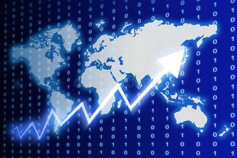 World Map Statistic Data Graph Dark Blue Finance Background 3D Stock ...