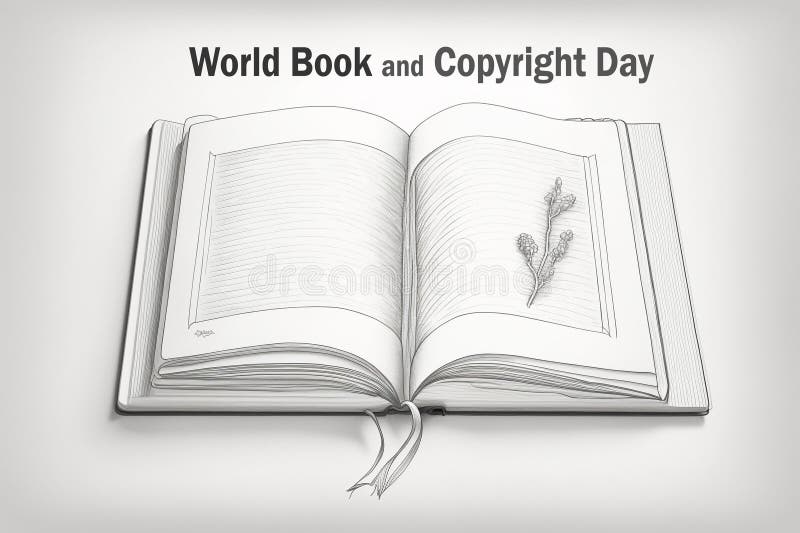 World Book and Copyright Day, April 23. a Book Drawn in Pencil Stock ...