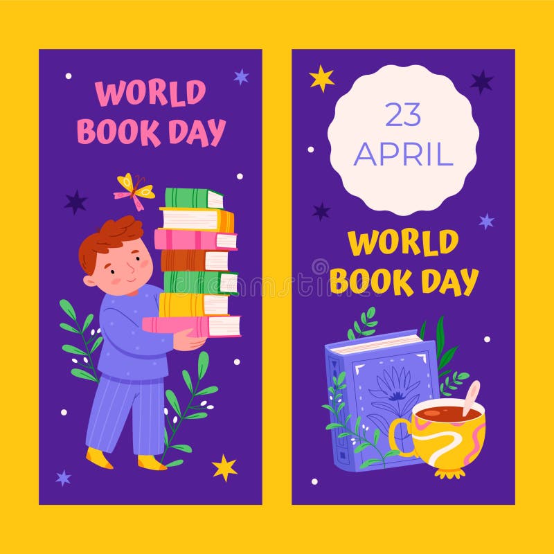 World Book Day Banners in Flat Design Stock Illustration - Illustration ...