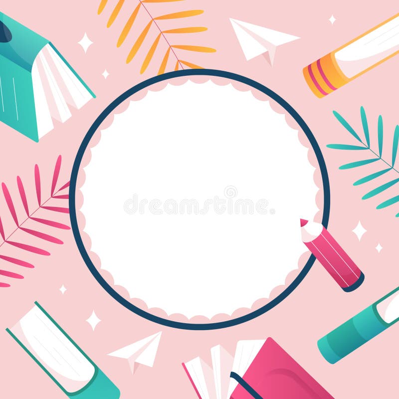 World Book Day Cartoon Frame Stock Illustration - Illustration of flat ...