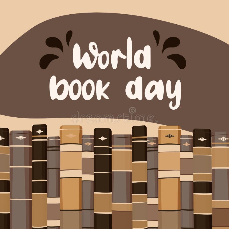 World Book Day. Different Color Books with Ornament on Shelf. Vector ...