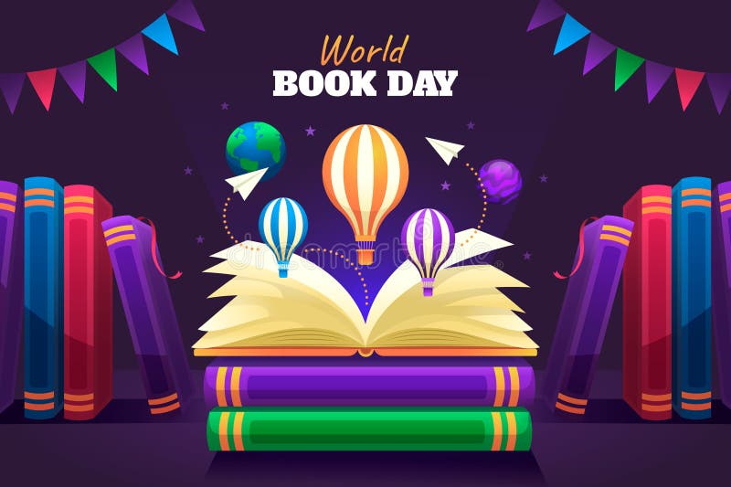 World Book Day Flat Cartoon Composition Stock Illustration ...
