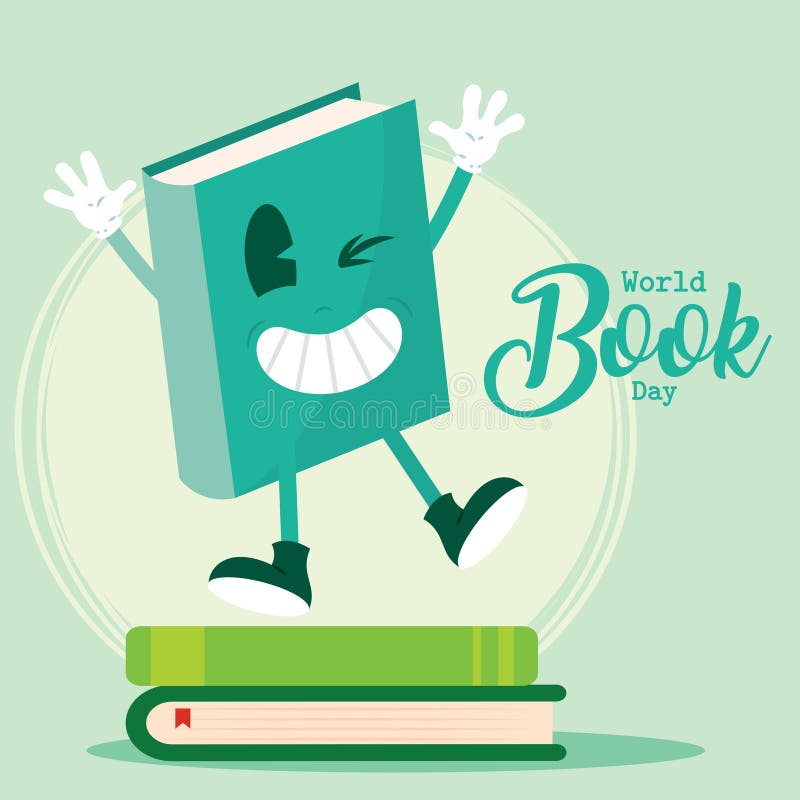 World Book Day Poster Happy Book Cartoon Vector Stock Vector ...