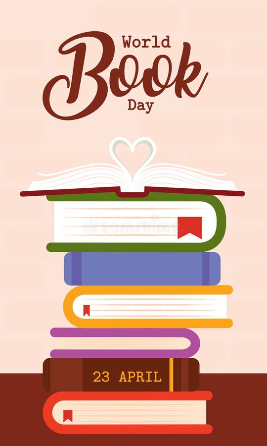 World Book Day Poster Stacked Books Vector Stock Vector - Illustration ...