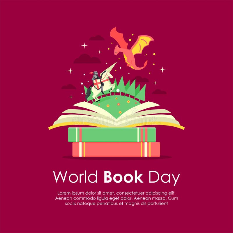 World Book Day Poster Template with Saint George Illustration Stock ...