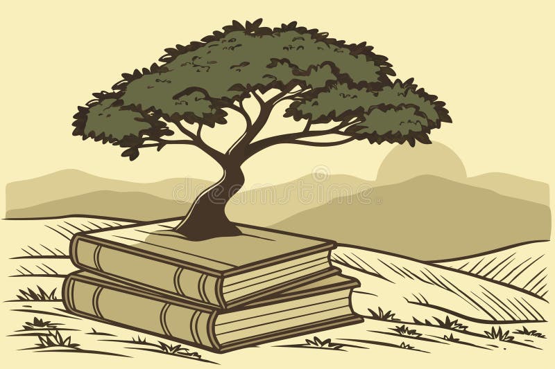 World Book Day a Tree of Life Growing from a Stack of Books ...