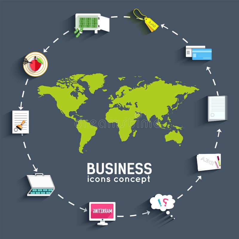 World Business Flat Infographic Template with Text Fields. Vector ...