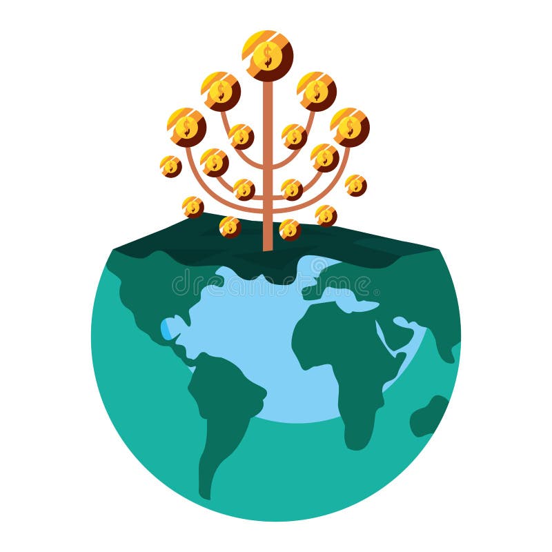 World business tree coins stock vector. Illustration of cash - 142805161