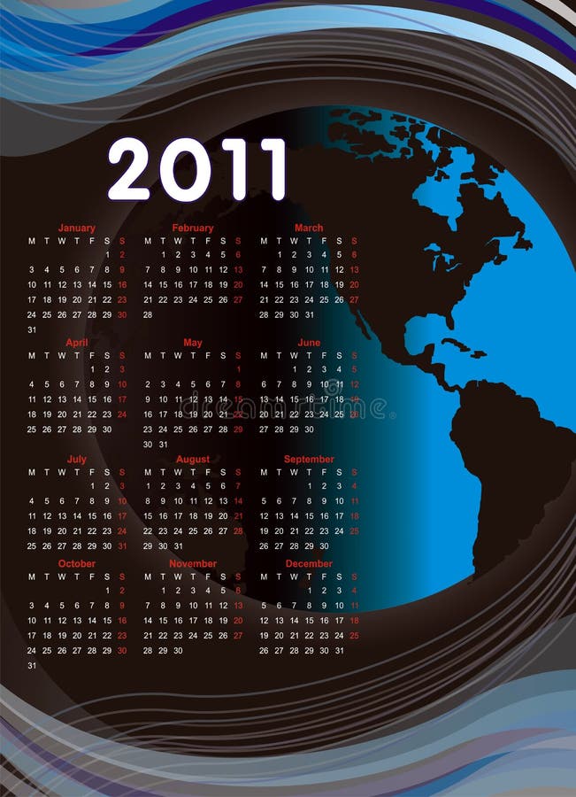 World calendar 2011 stock illustration. Illustration of world - 16370859