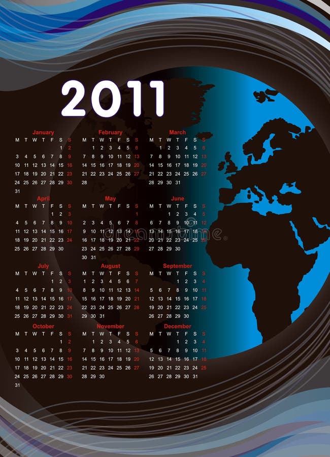 World calendar 2011 stock illustration. Illustration of world - 16370873