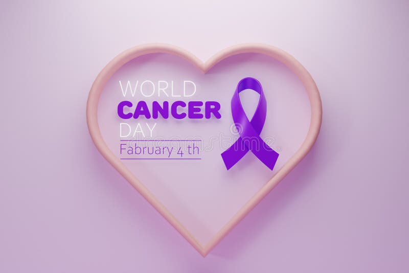 World Cancer Day Concept with Bow, Heart Shape Frame Stock Illustration ...