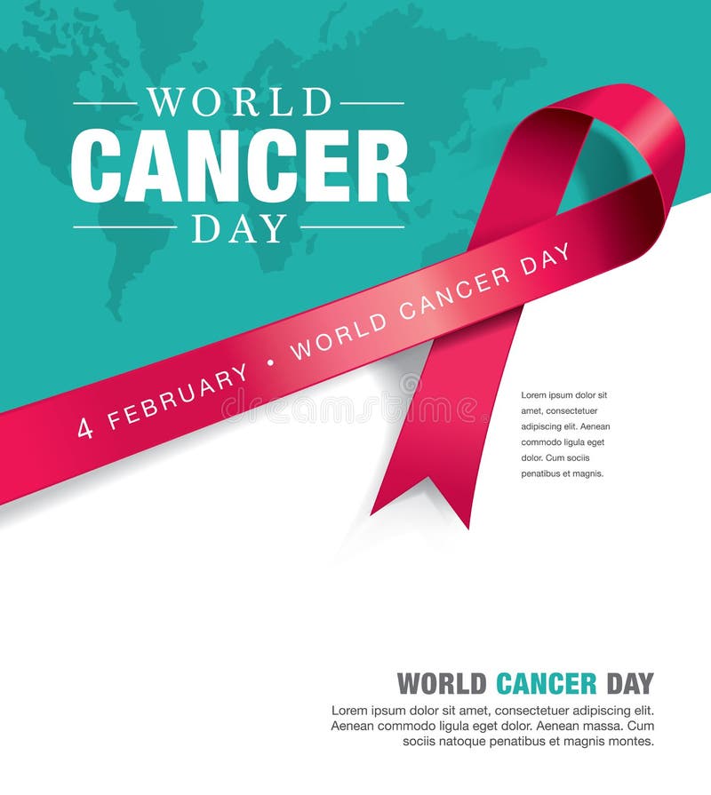 World Cancer Day 4 February Text with Ribbon Tree. Vector Illustration ...