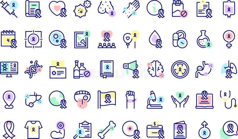 World Cancer Day Icons Collection is a Vector Illustration with ...
