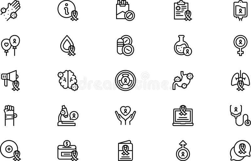 World Cancer Day Icons Collection is a Vector Illustration with ...